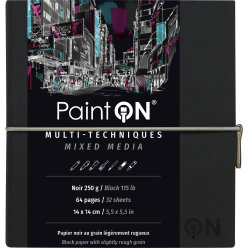 PaintON Noir carnet cousu 32F 14x14cm 250g/ Pce