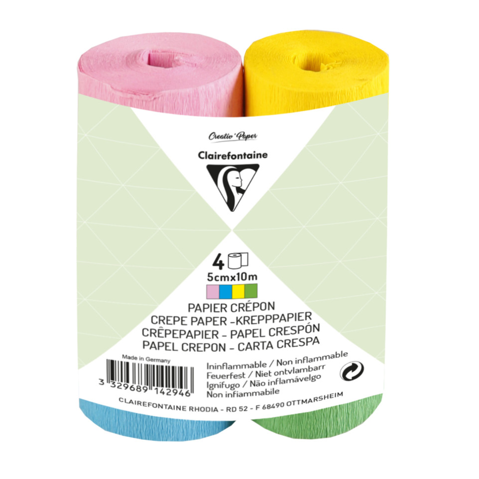 Clairefontaine Crepe Paper Strips, 5cmx10m, Spring Assortment/ Pc.