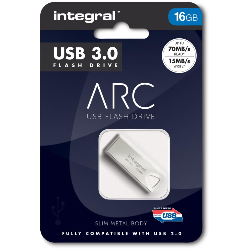 Integral ARC clé USB 3.0, 16 Go, argent
