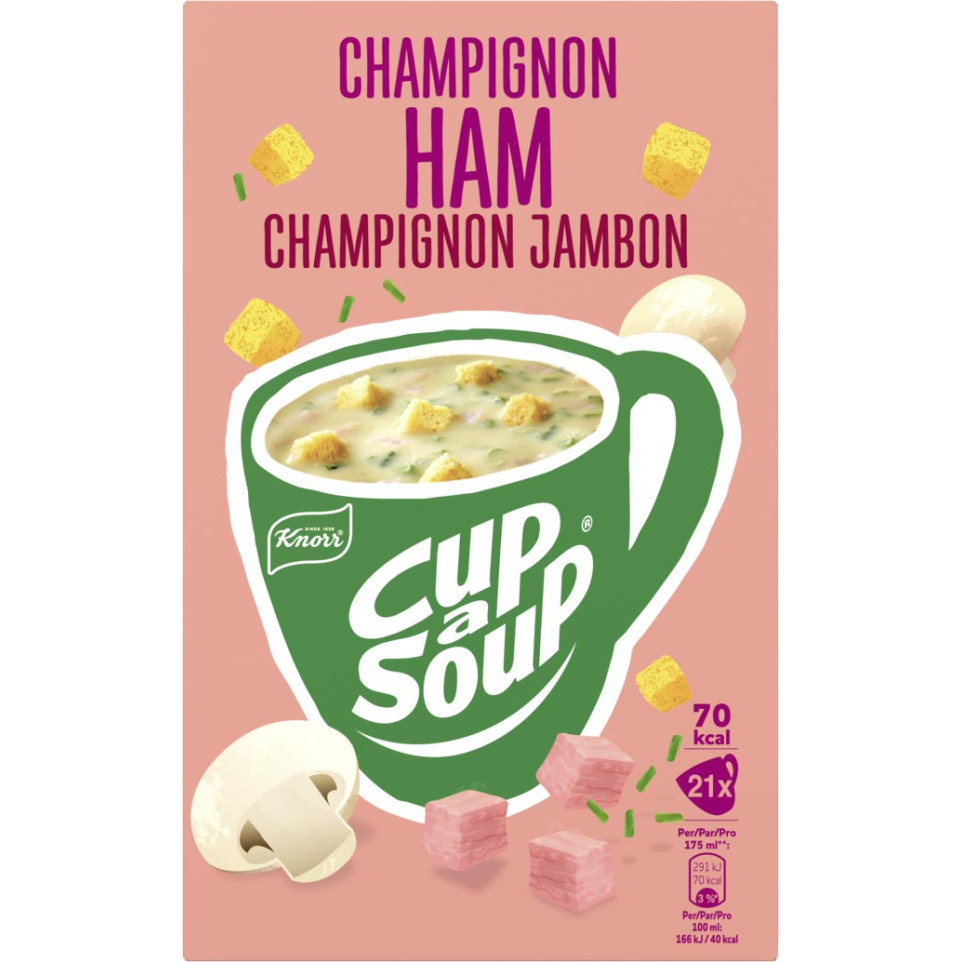 Knorr Cup-a-Soup champignon jambon, paquet de 21 sachets