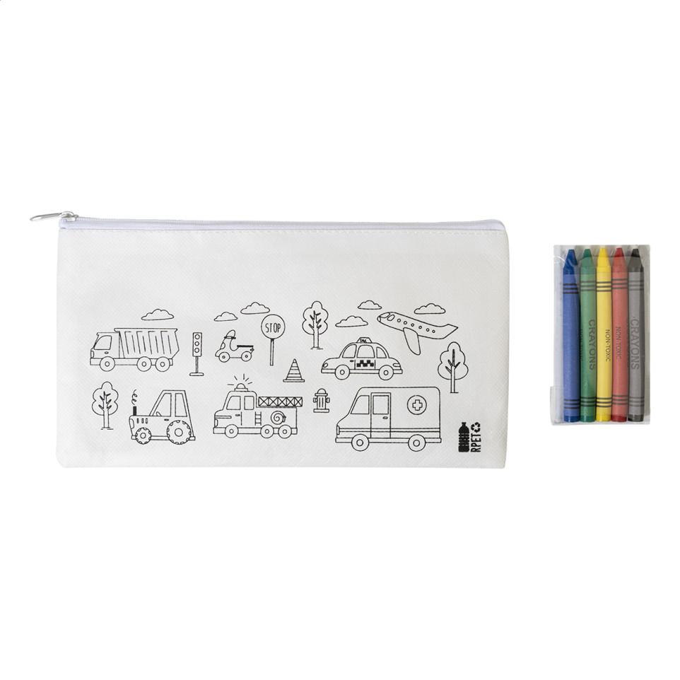 Gocolo blanc Trousse stylos à colorier en RPET