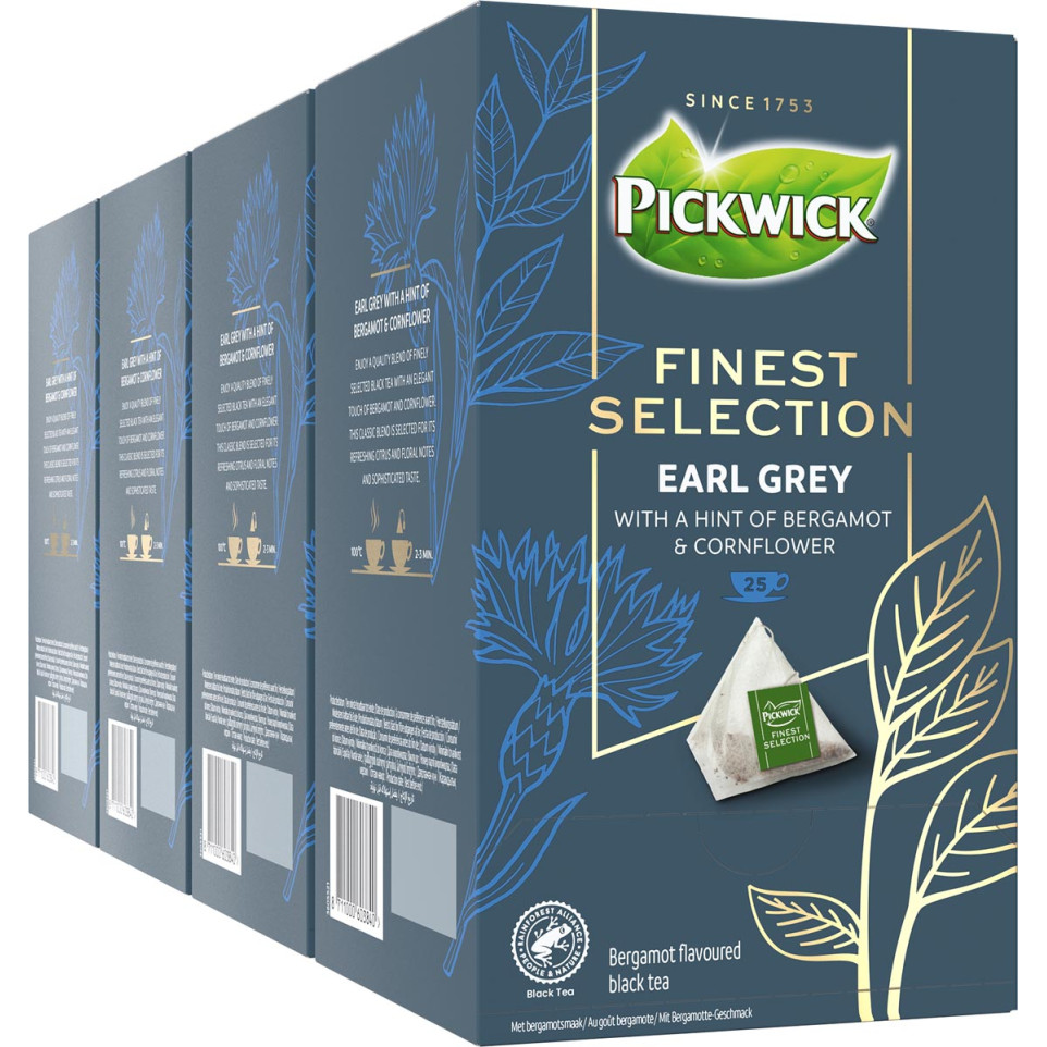 Pickwick thé finest selection, thé noir Earl grey, paquet de 25 sachets