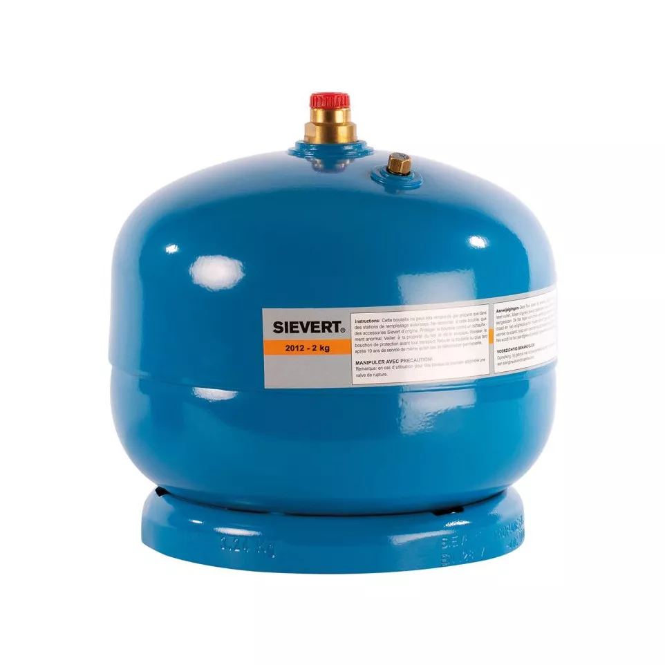 Gevulde gasfles (2 kg) zonder haak, zonder kraan / pce