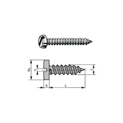 Parkerschroef RVS A2 cilinderkop met gleuf DIN 7971 Ø4,8x19mm / 200pce