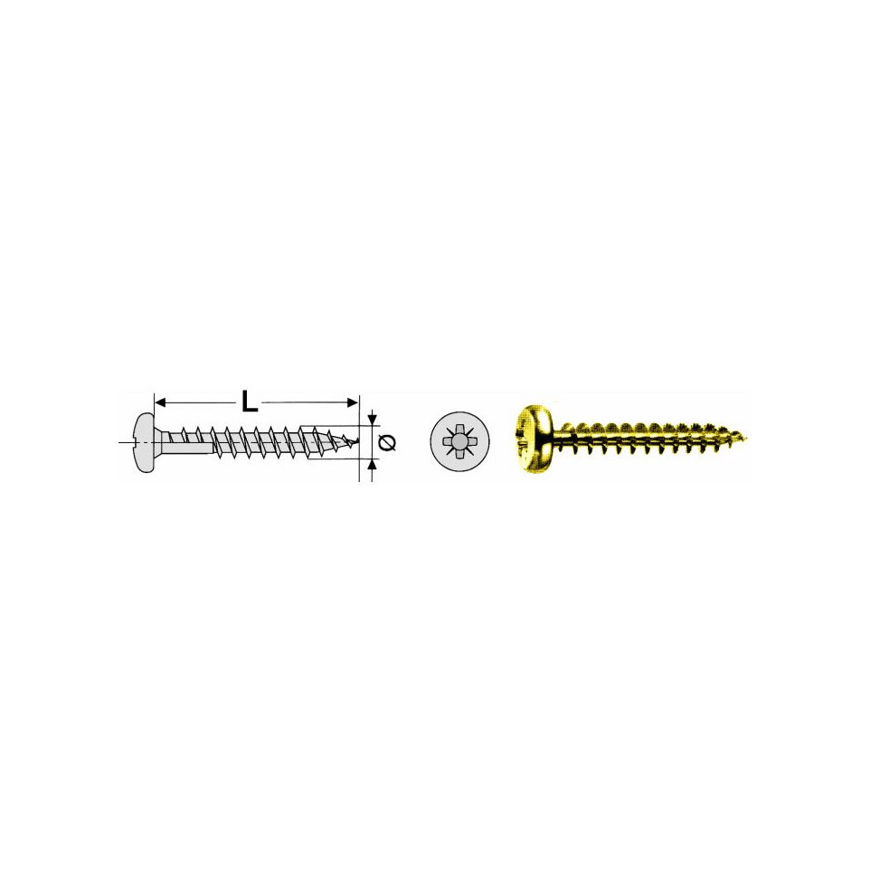 Vis WINGLIN bichromatée tête ronde (PZ1) Ø3x25mm / 200pce